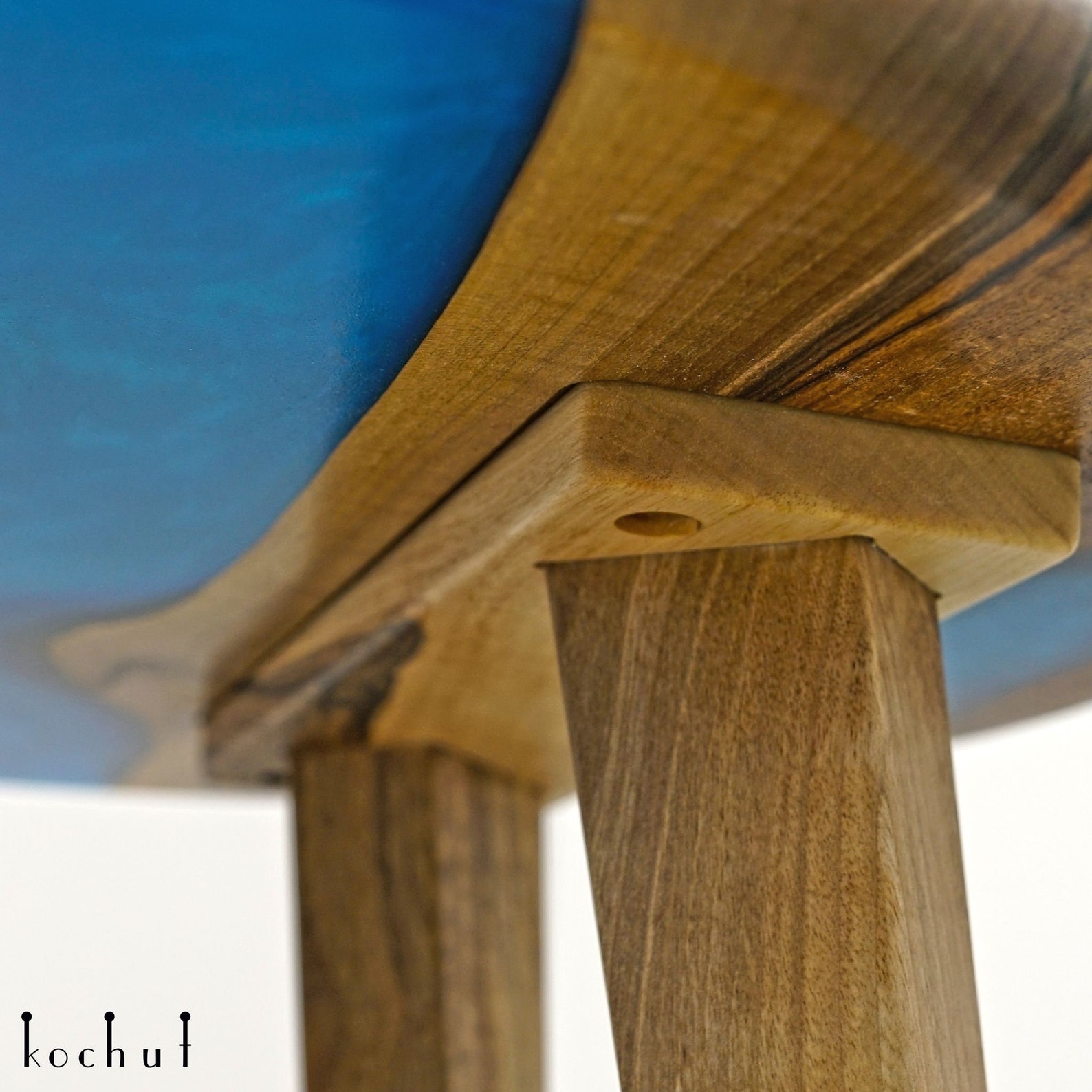 Small Epoxy Coffee Table for Office, Resin Round Table, Live Edge Side ...