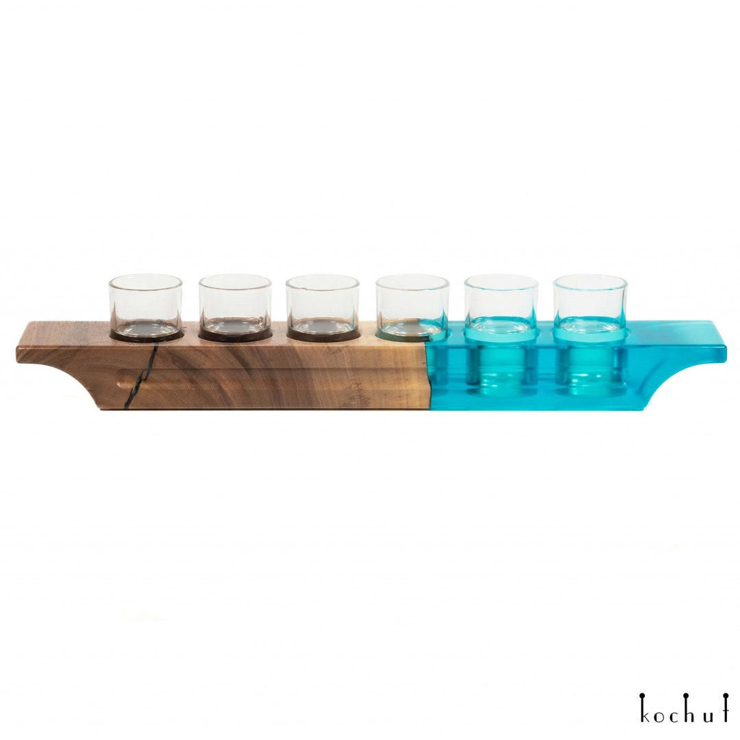 Tequila Epoxy Board With Glasses, Tequila Party Tray for 6 Persons ...