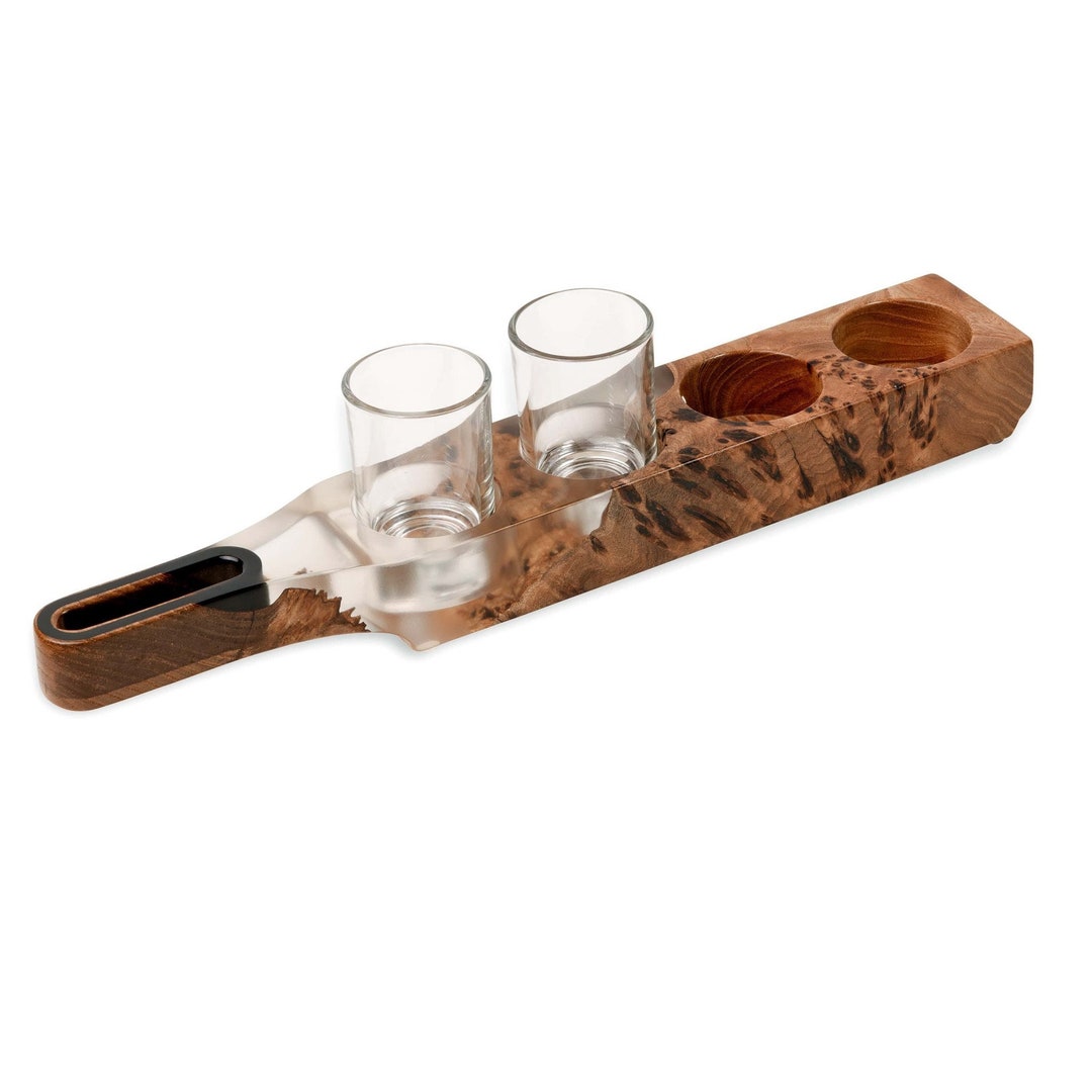 White Epoxy Tequila Board, Unique Barware Gift, Set of Tequila Tray & 4 ...