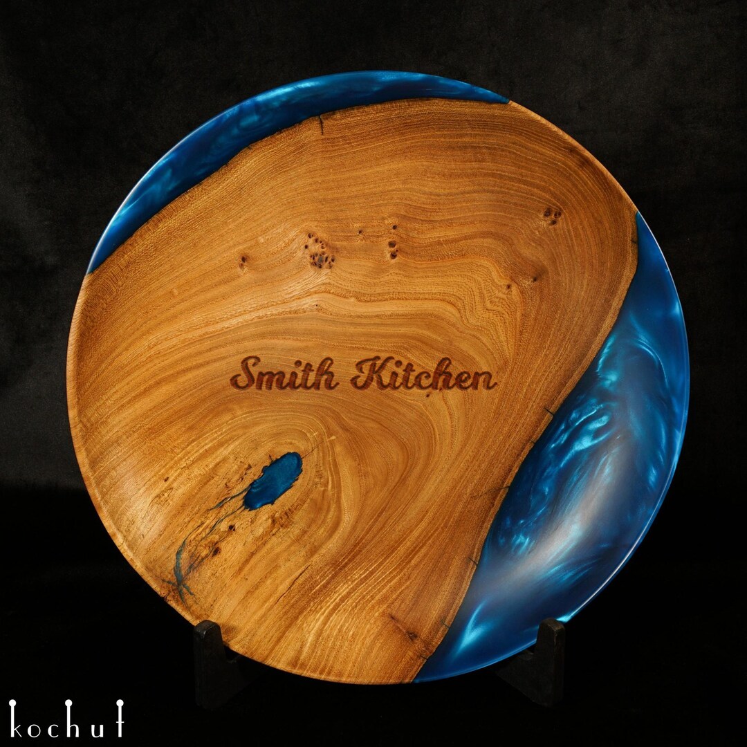 Set of Two Epoxy Plates, Resin Cheese Board, Modern Wooden Fruit Plate ...