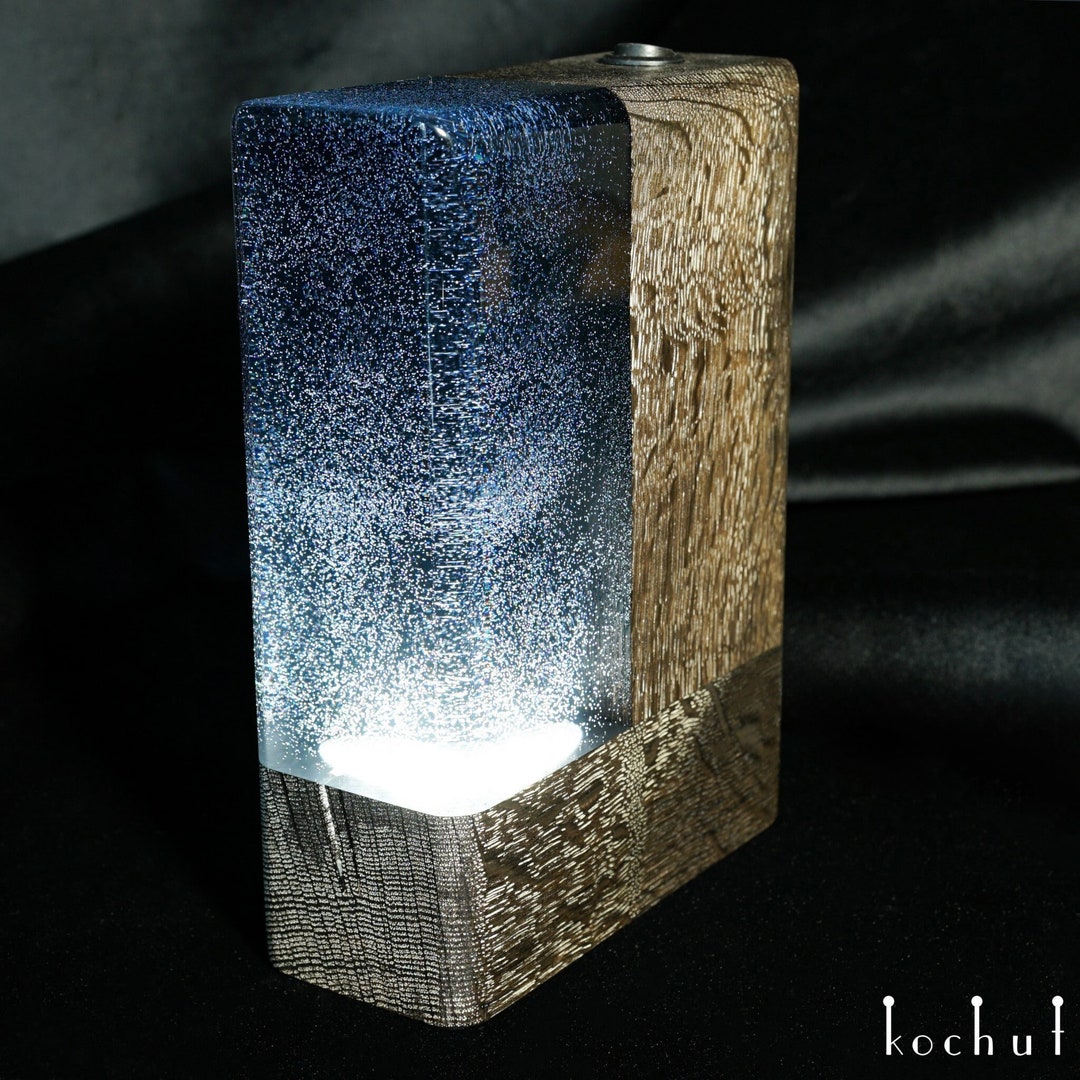 Unique Wooden Galaxy Epoxy Lamp, Modern Table Night Light Lamp, Cool ...