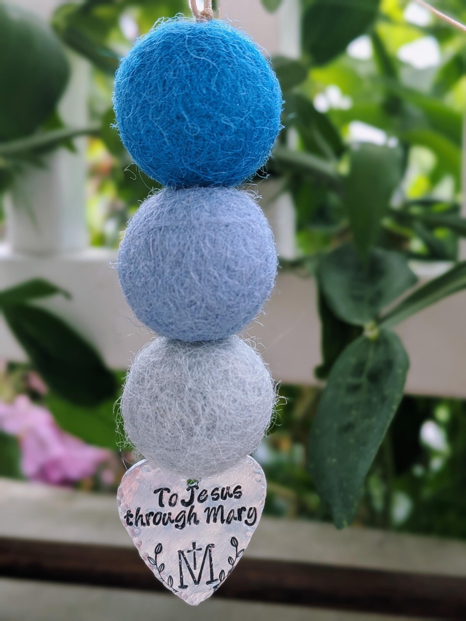 Handstamped Catholic Car Charm, Felt Ball Diffuser - Etsy
