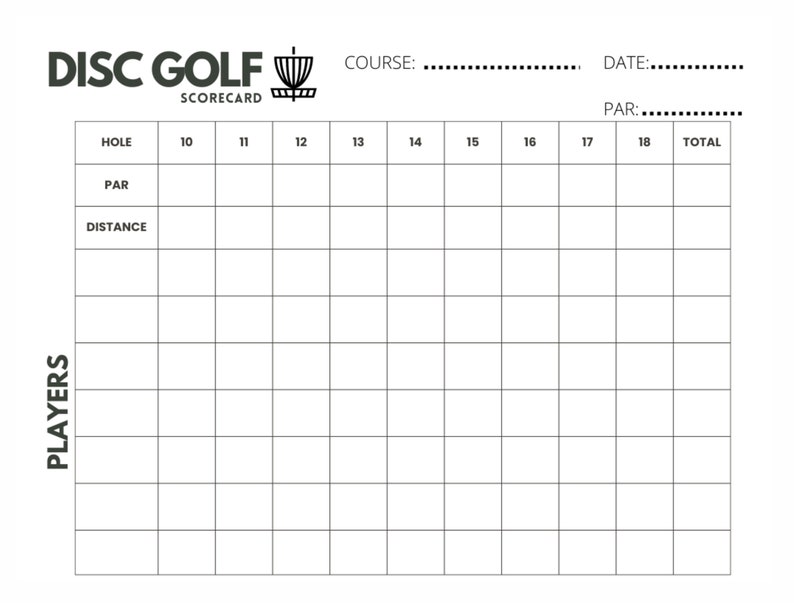 Disc Golf Score Card Disc Golf Score Sheet Disc Golf Printable PDF - Etsy