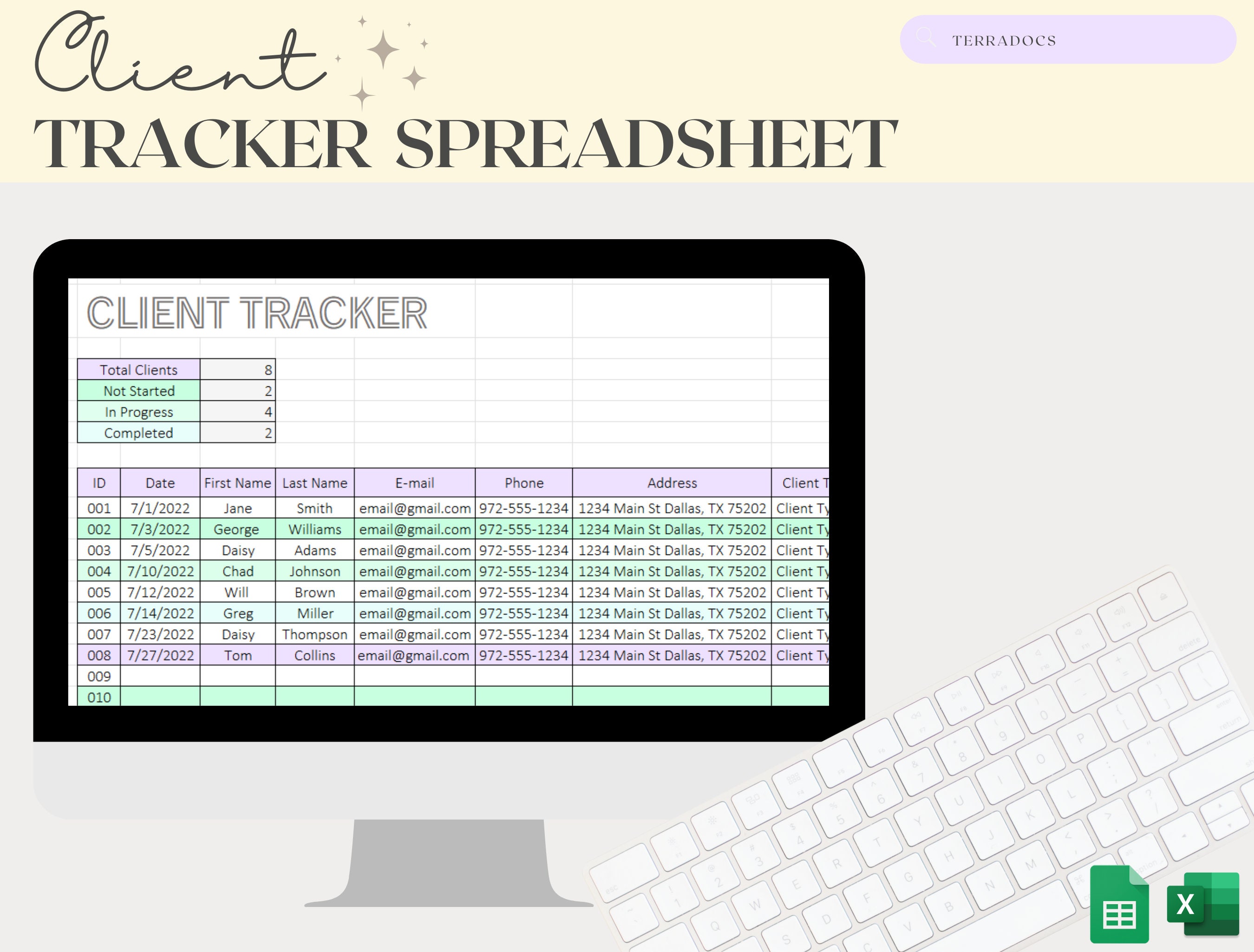 Digital Client Tracker Spreadsheet Excel & Googlesheet - Etsy