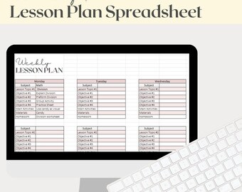 Teacher Lesson Plan Excel Template Digital Teacher Planner Weekly ...