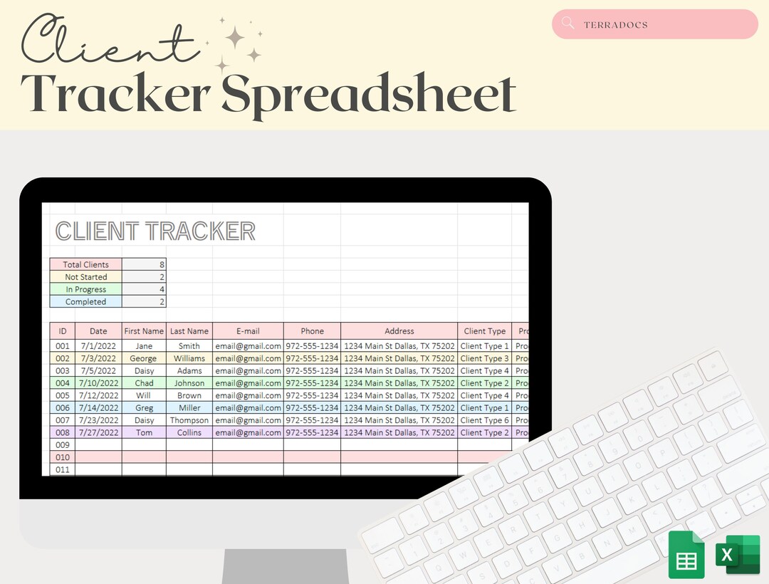 Digital Client Tracker Spreadsheet Excel & Googlesheet - Etsy