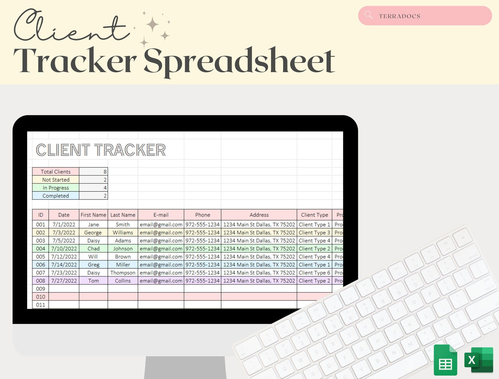 Digital Client Tracker Spreadsheet Excel & Googlesheet - Etsy