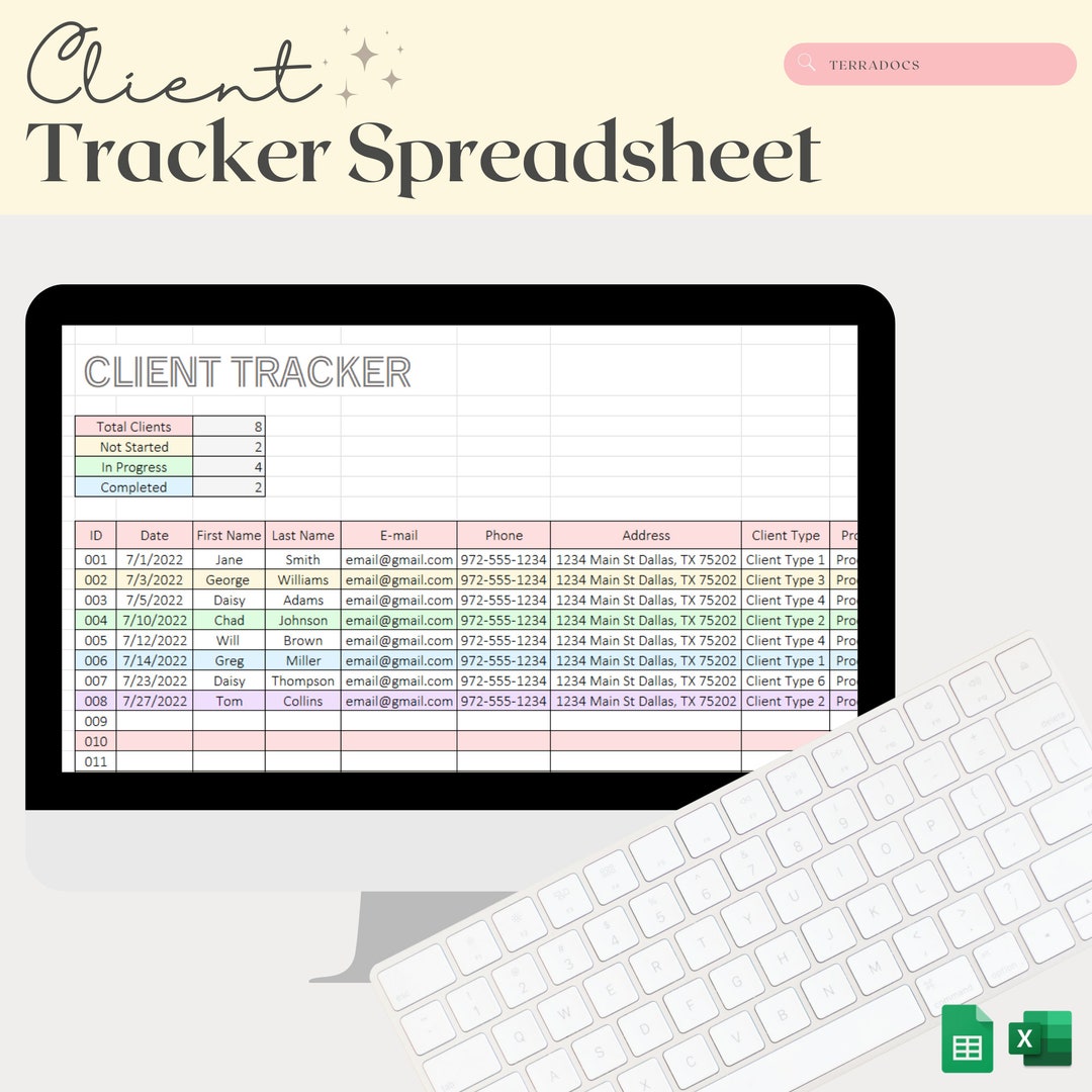 Digital Client Tracker Spreadsheet Excel & Googlesheet - Etsy