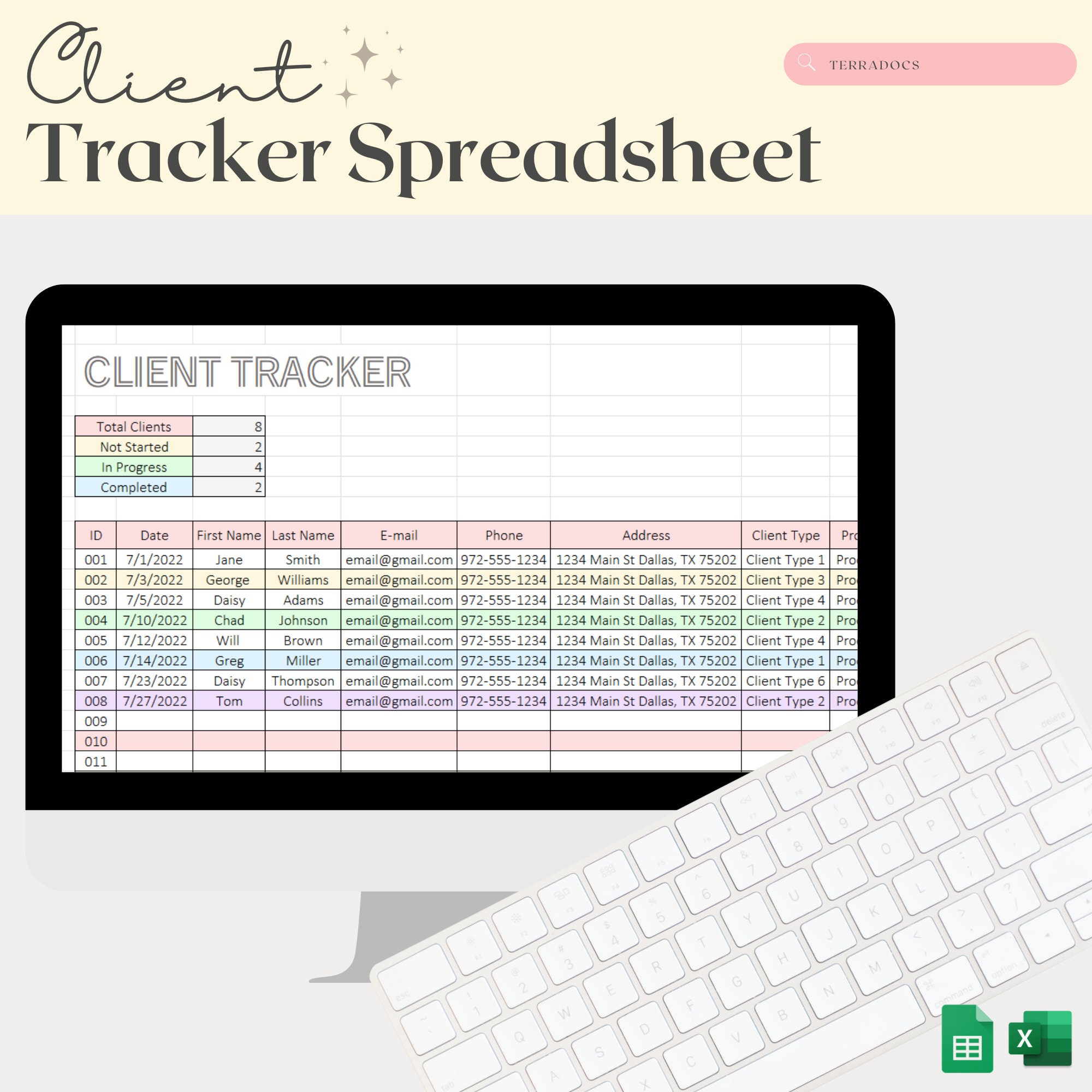 Digital Client Tracker Spreadsheet Excel & Googlesheet - Etsy