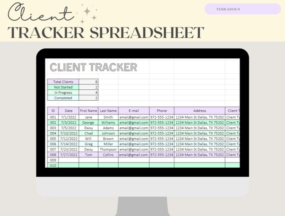 Digital Client Tracker Spreadsheet Excel & Googlesheet - Etsy