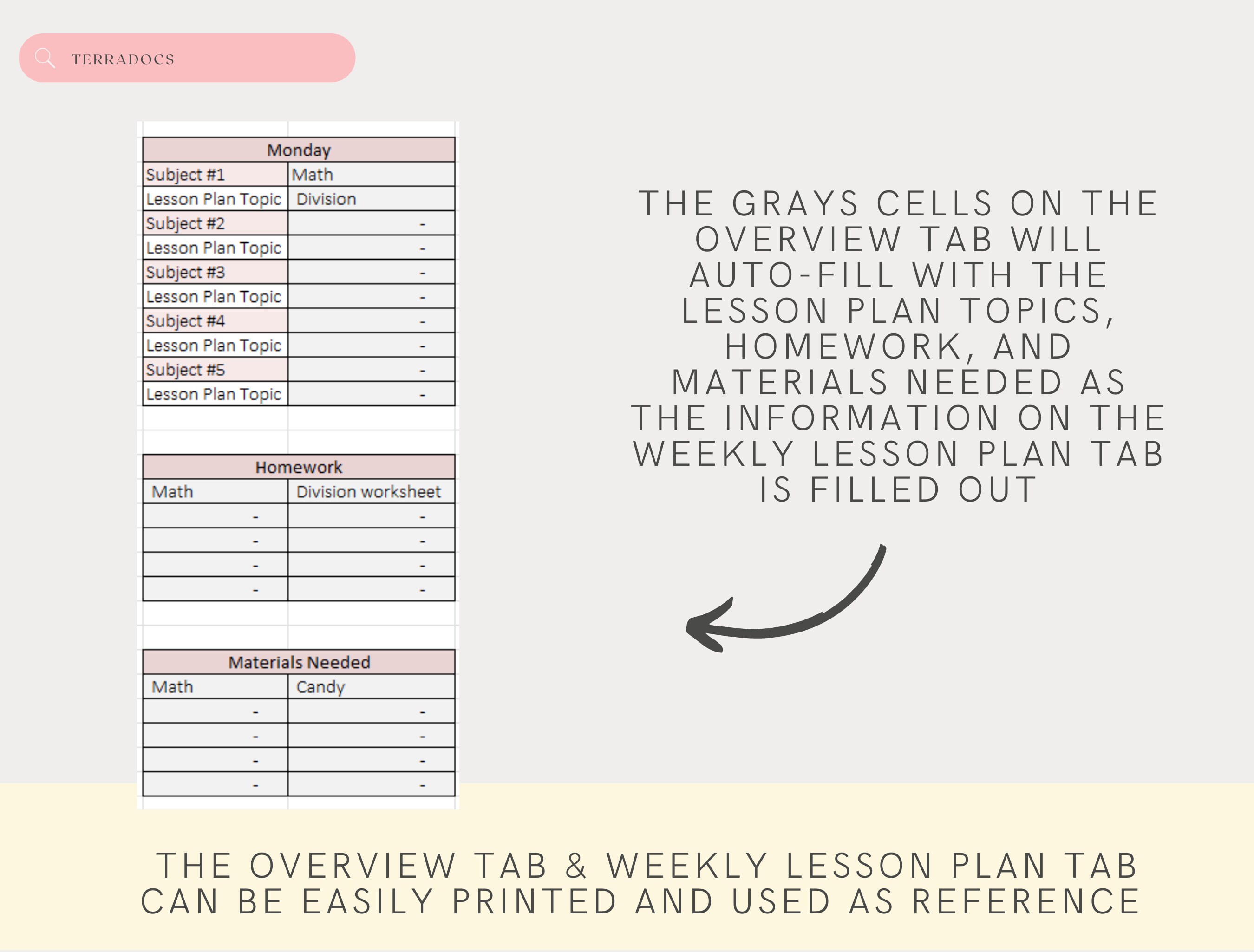 Digital Weekly Lesson Plan Spreadsheet - Etsy