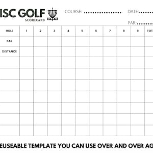 Disc Golf Score Card Disc Golf Score Sheet Disc Golf Printable PDF - Etsy