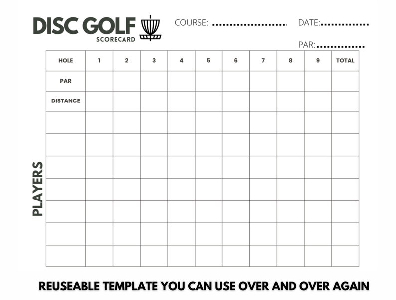 Disc Golf Score Card Disc Golf Score Sheet Disc Golf Printable PDF - Etsy