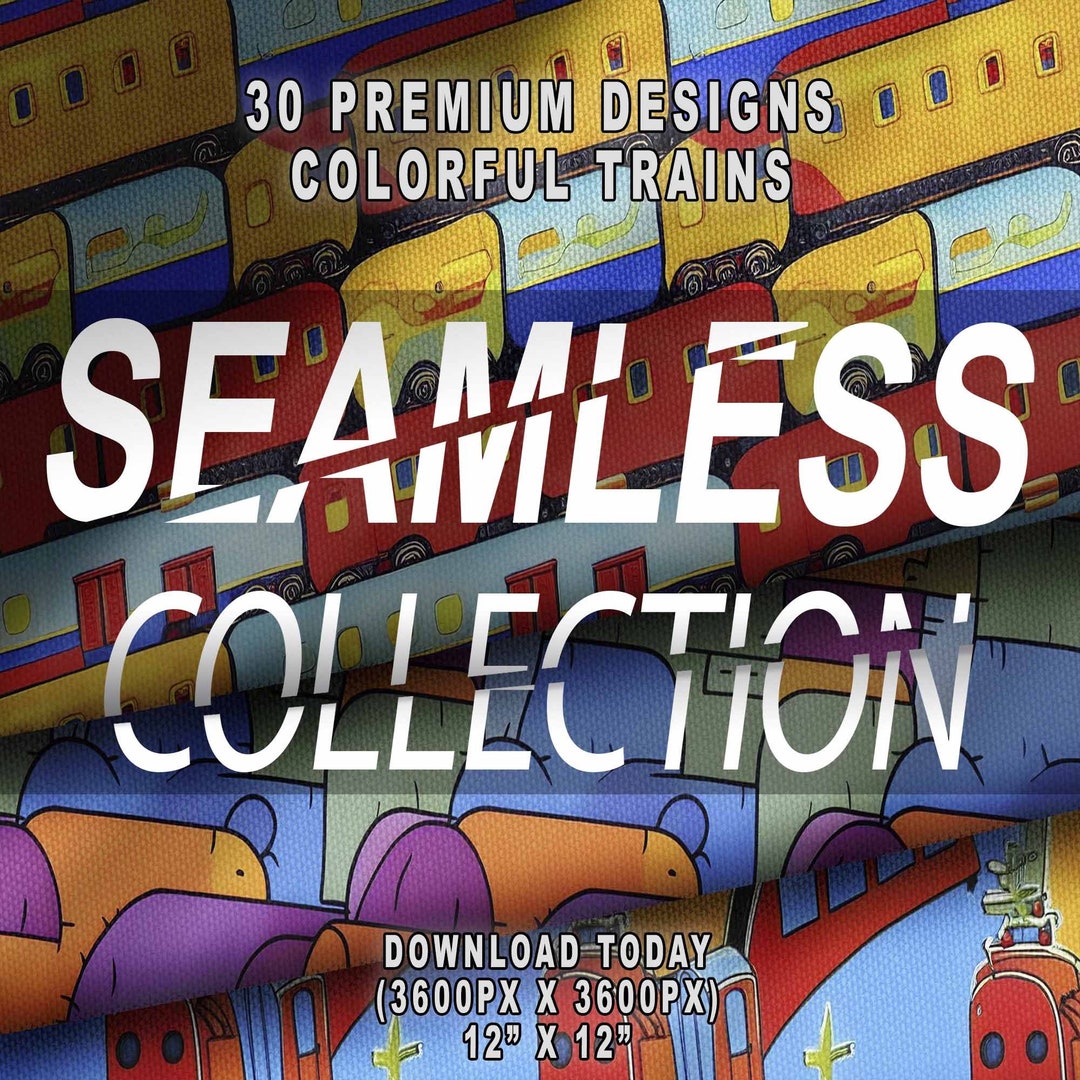 Colorful Trains Print Patterns 30 Total PNG Files Collection - Etsy
