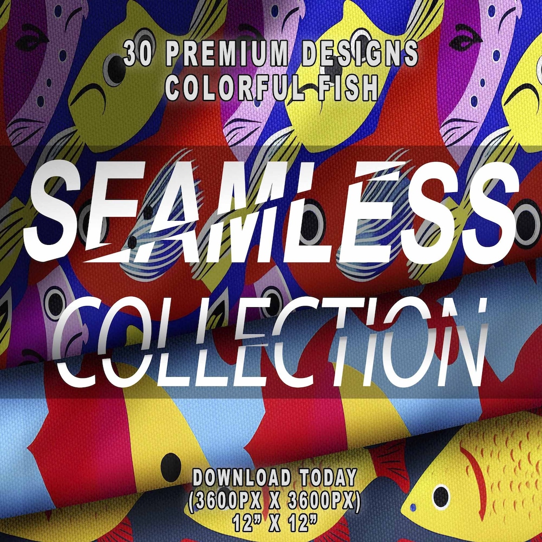 Colorful Fish Print Patterns 30 Total PNG Files Collection Digital ...