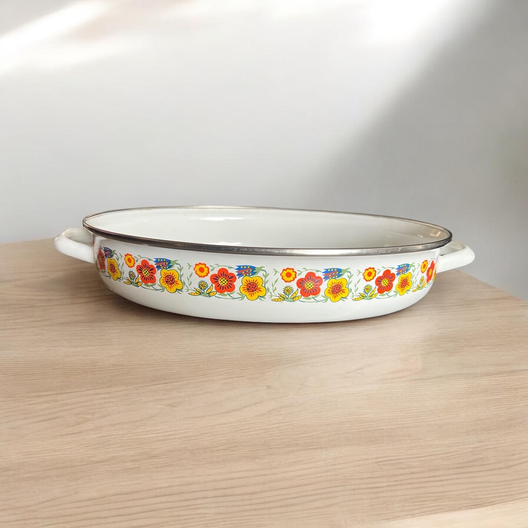 Vintage Floral Ceramic Roasting Pan - Etsy