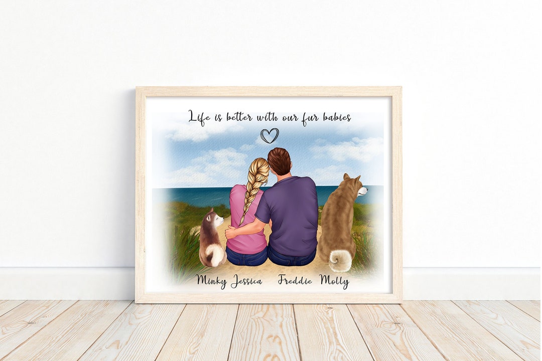 Custom Dogs and Owners Portrait | Multiple Dog Picture | Custom Girl ...