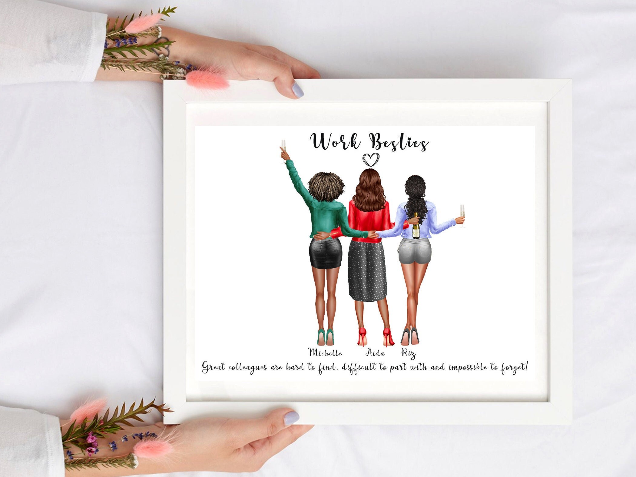 Custom Work Besties Print Artwork of Colleagues New Job - Etsy UK