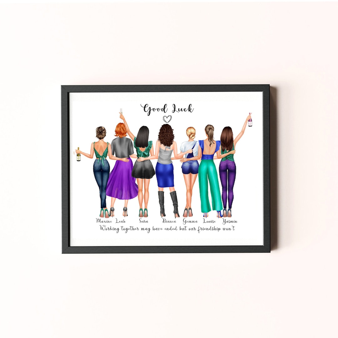 Custom Work Besties Print Artwork of Colleagues New Job - Etsy