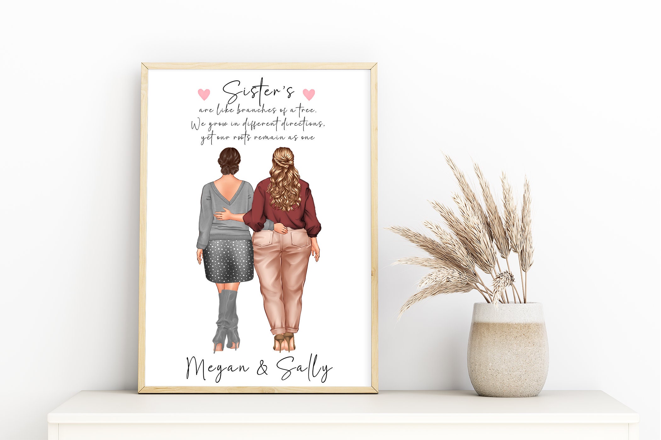 Personalised Sisters Portrait: Custom Sibling Print - Etsy