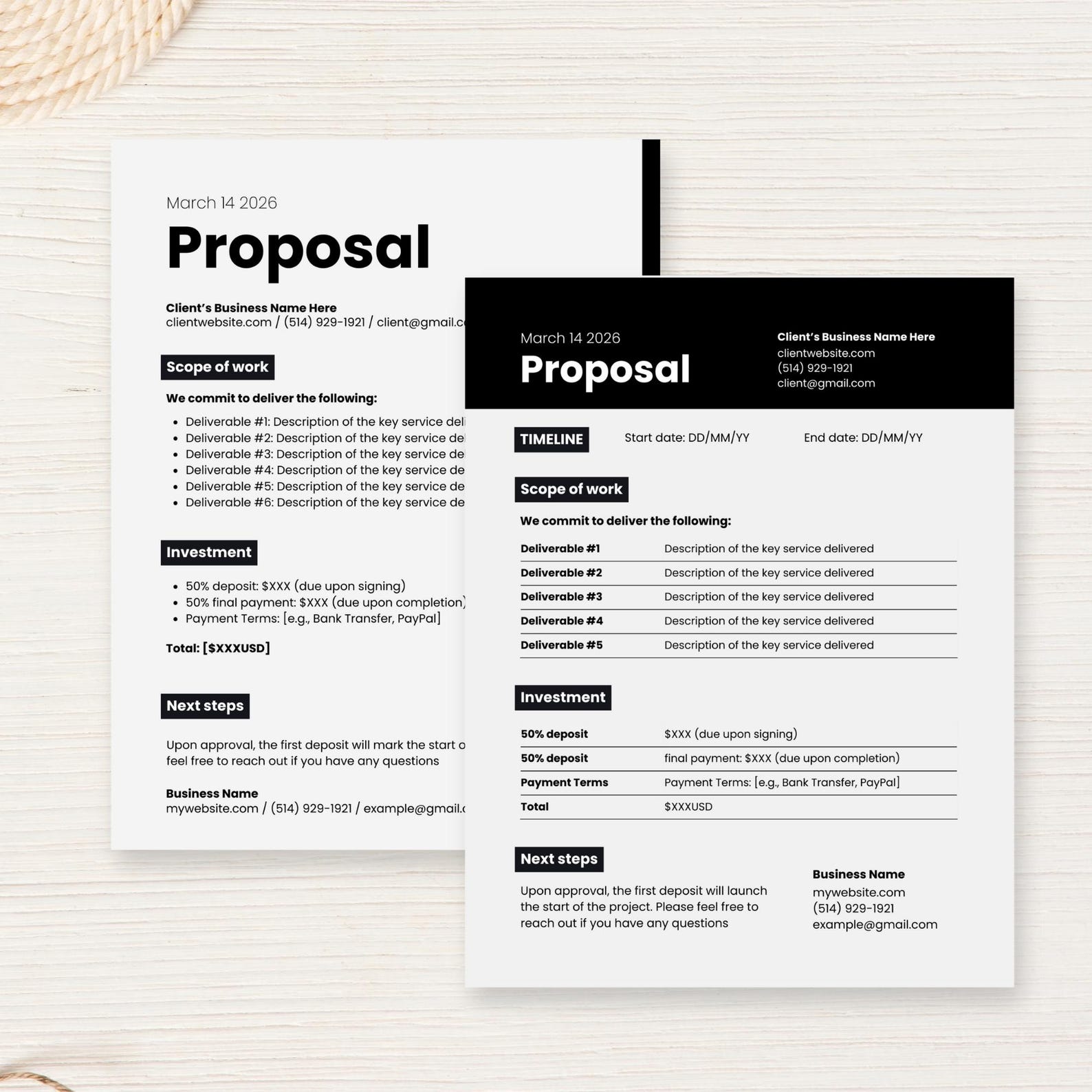 Business Offer Proposal Template, Canva Editable Mockup, Professional ...