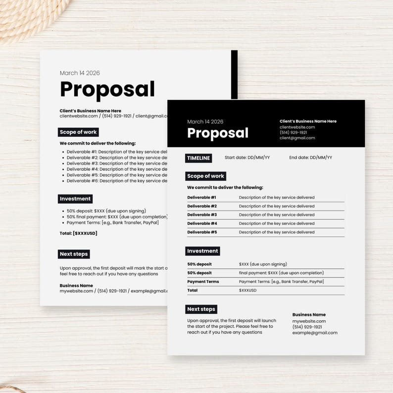 Business Offer Proposal Template, Canva Editable Mockup, Professional ...