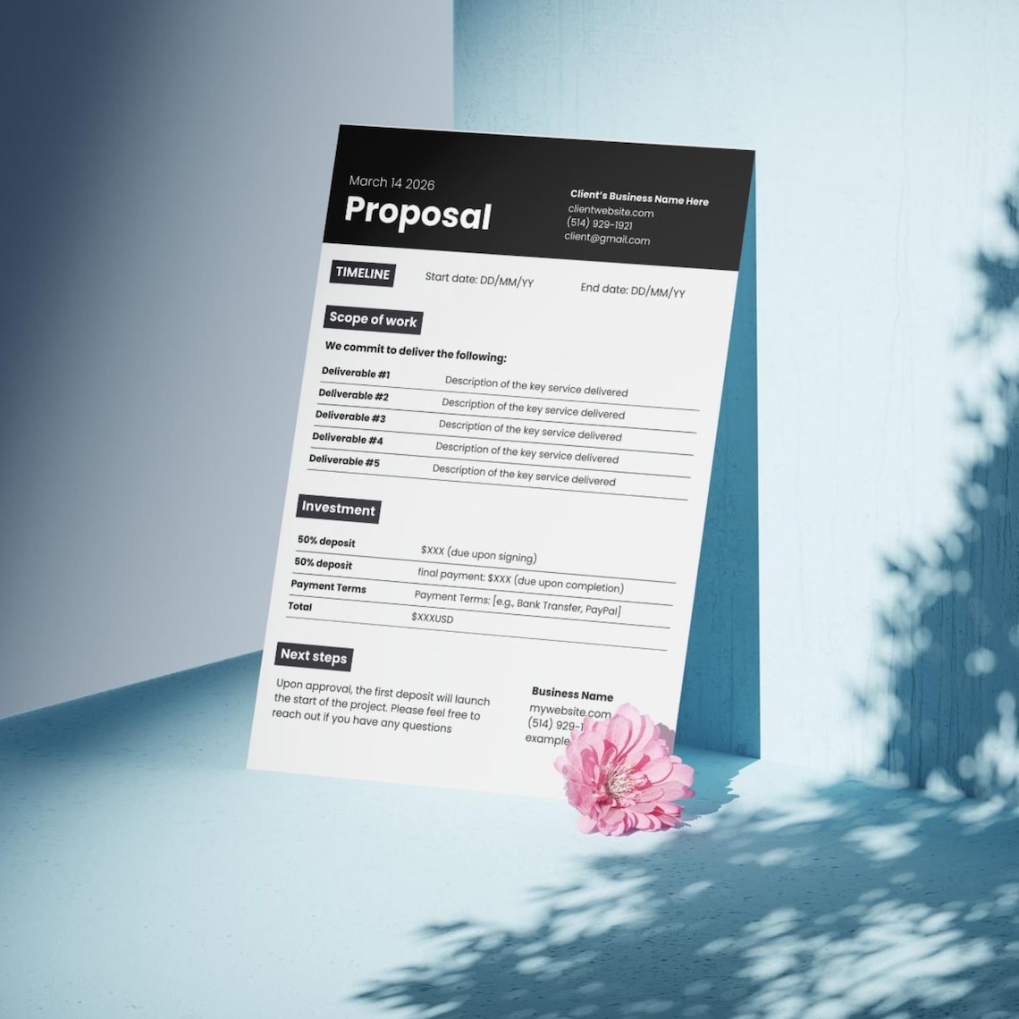 Business Offer Proposal Template, Canva Editable Mockup, Professional Offer Document - Etsy