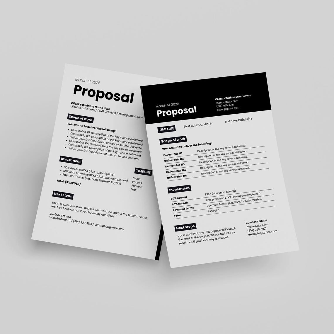 Business Offer Proposal Template, Canva Editable Mockup, Professional Offer Document - Etsy