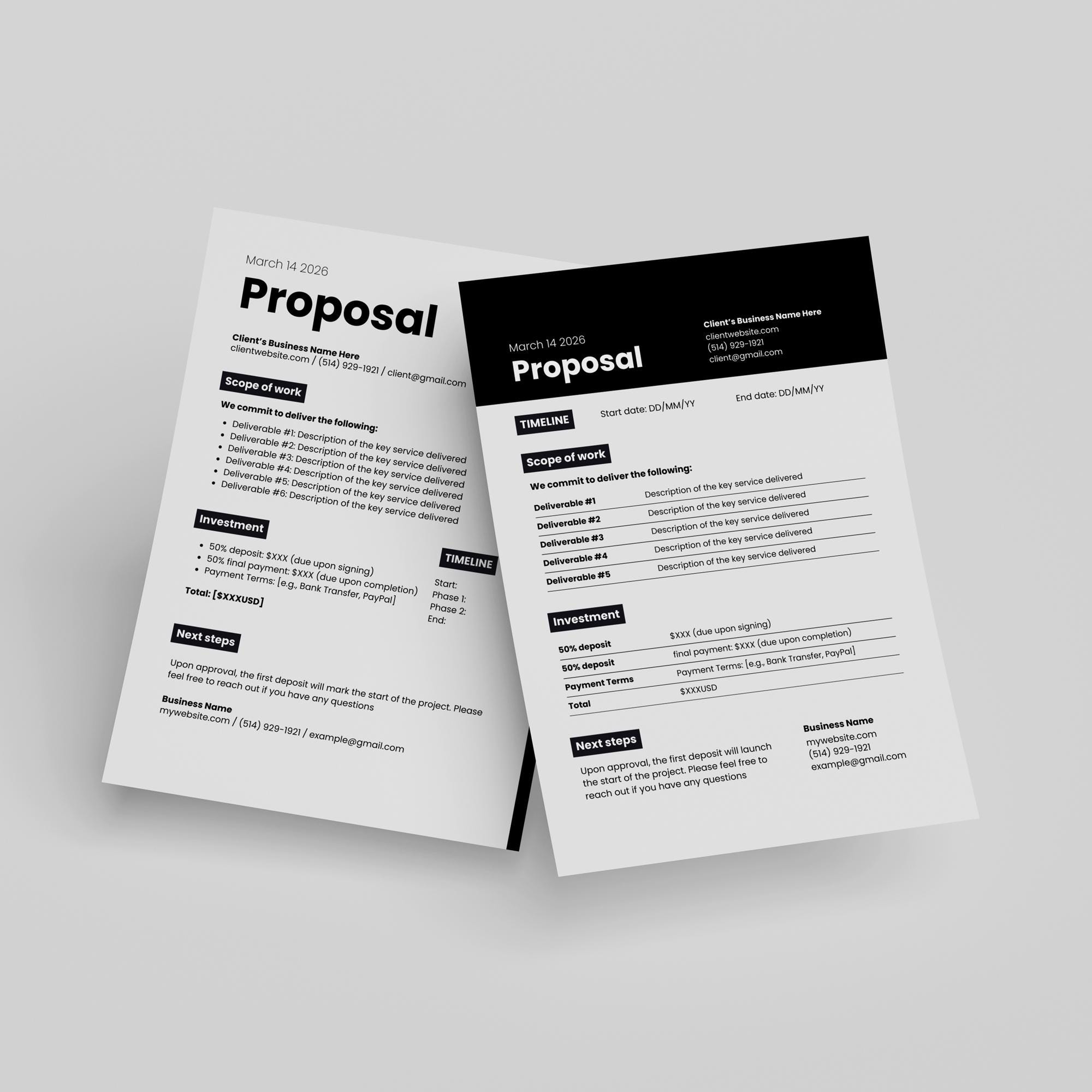 Business Offer Proposal Template, Canva Editable Mockup, Professional ...