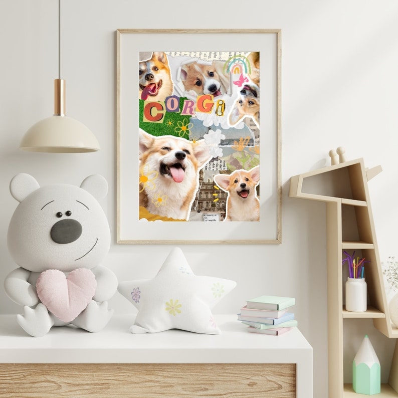 Corgi Collage Poster, High Quality Digital Print Home Decor, Pet ...