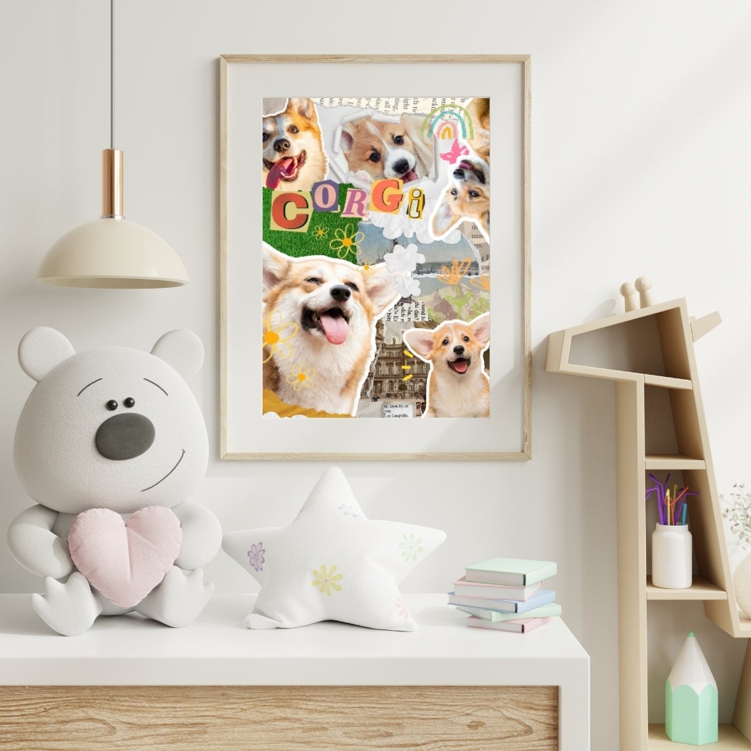 Corgi Collage Poster, High Quality Digital Print Home Decor, Pet ...