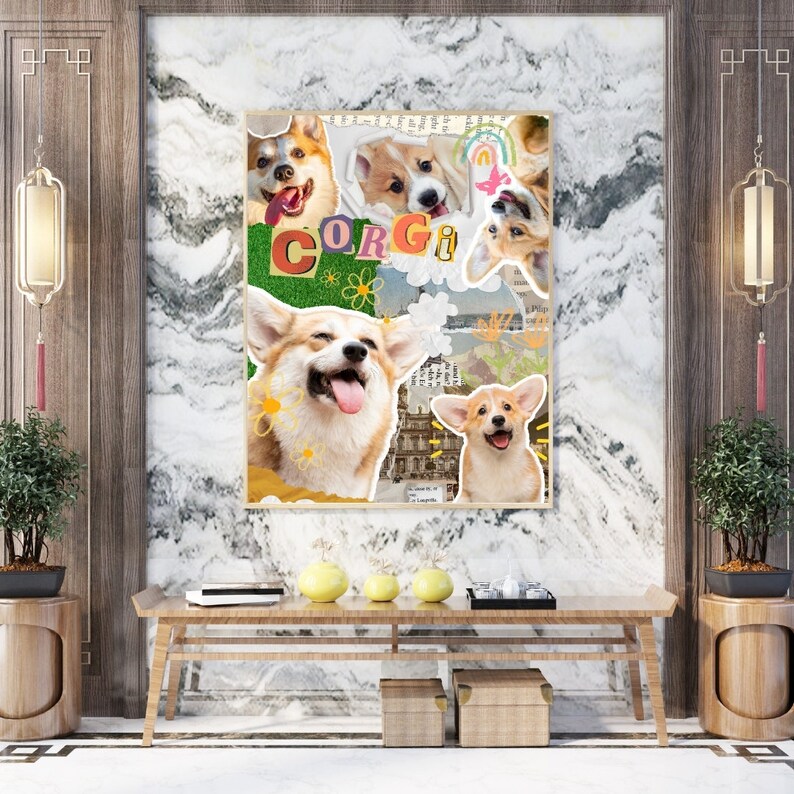 Corgi Collage Poster, High Quality Digital Print Home Decor, Pet ...