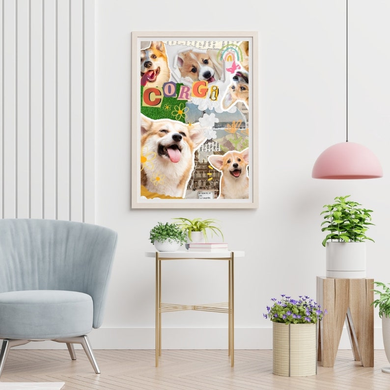 Corgi Collage Poster, High Quality Digital Print Home Decor, Pet ...