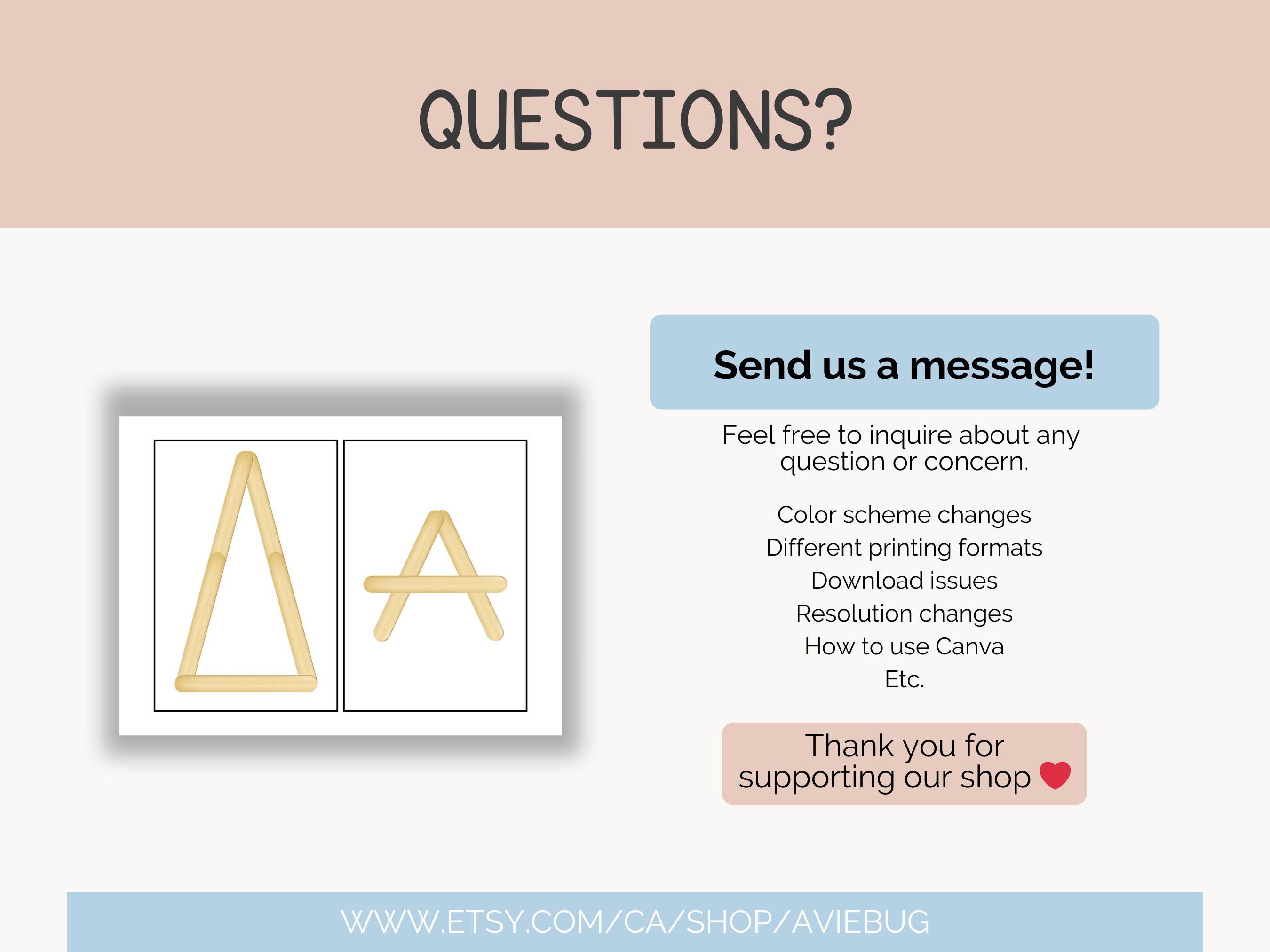 Popsicle Stick Shape Cards: Preschool Learning (digital Download) - Etsy