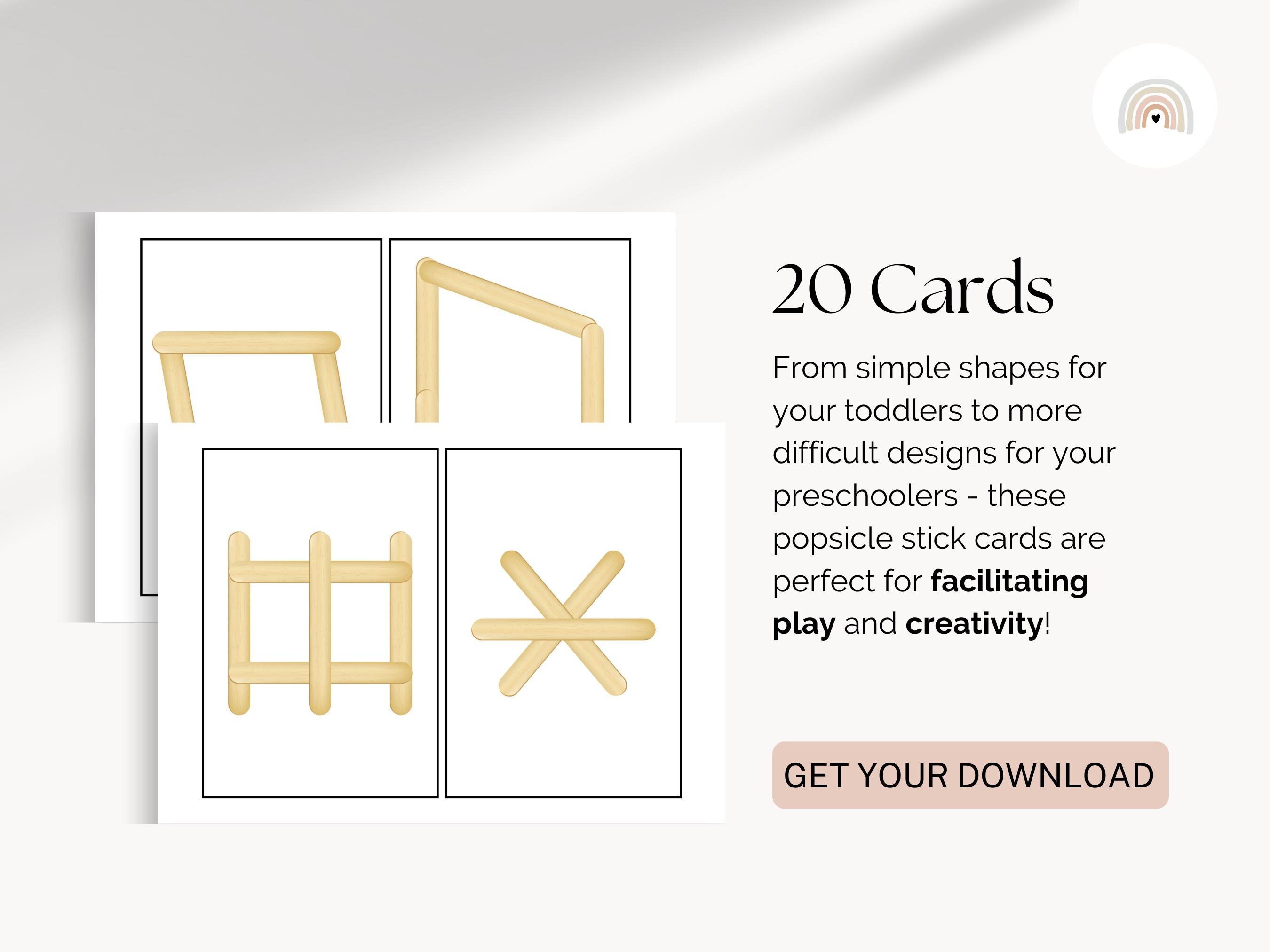 Popsicle Stick Shape Cards: Preschool Learning (digital Download) - Etsy