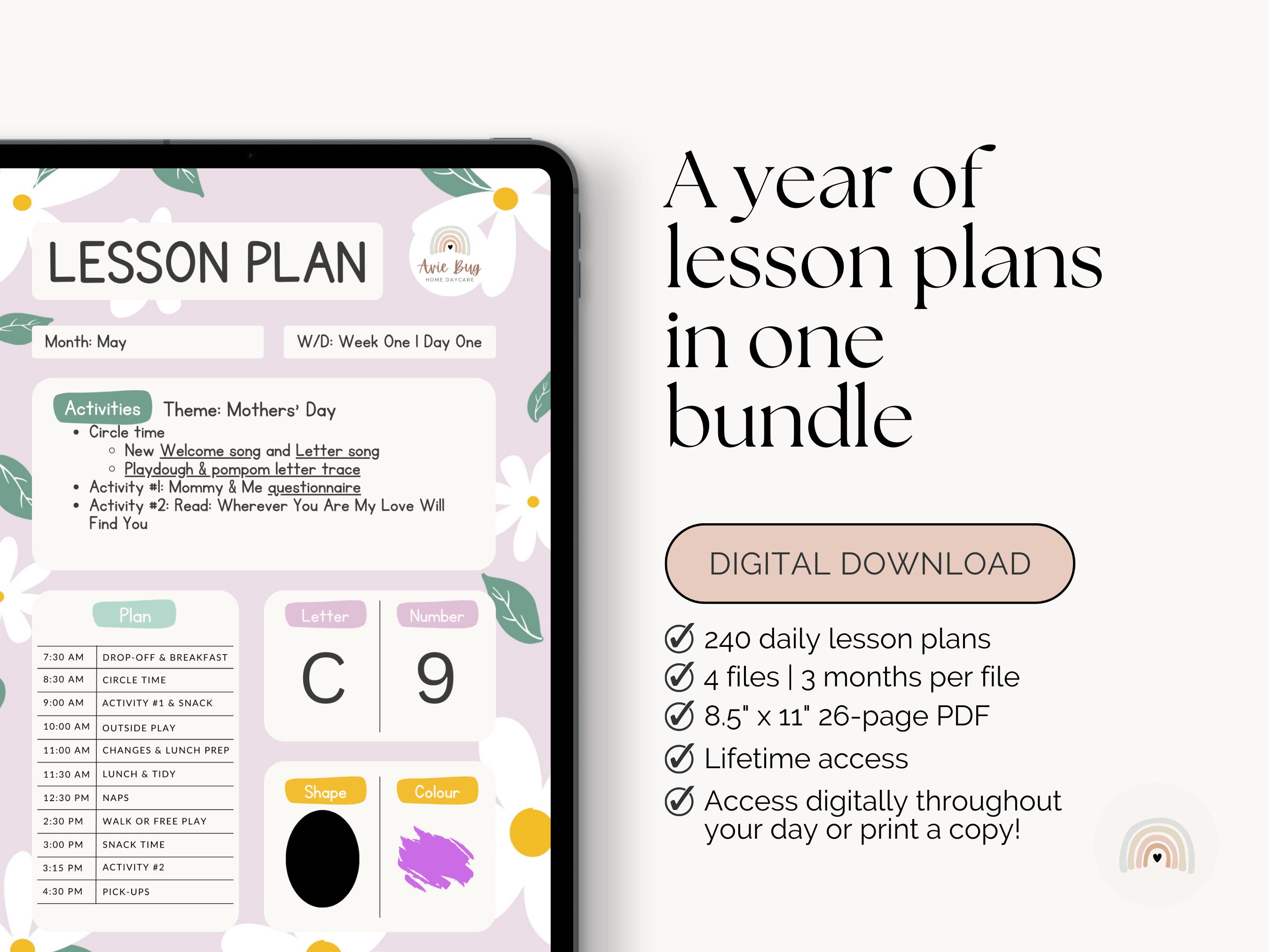 Editable Daycare Lesson Plans: 12 Month Preschool Curriculum (digital ...