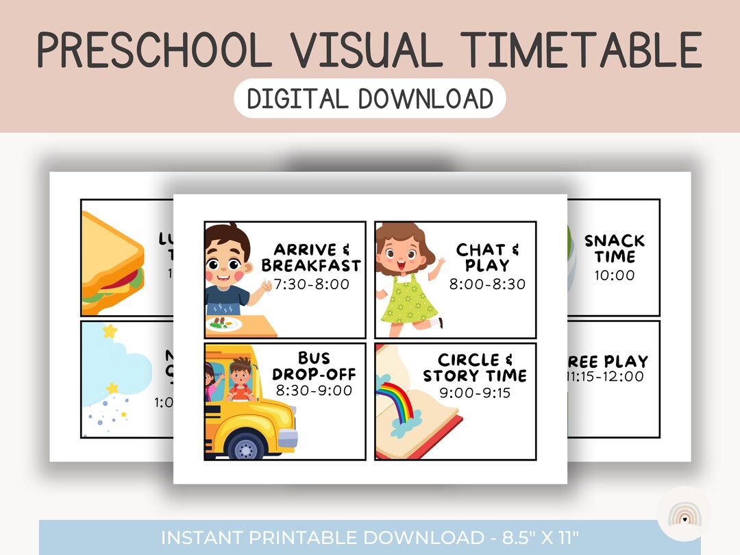 Preschool Visual Timetable: Editable Daily Schedule (digital Download ...