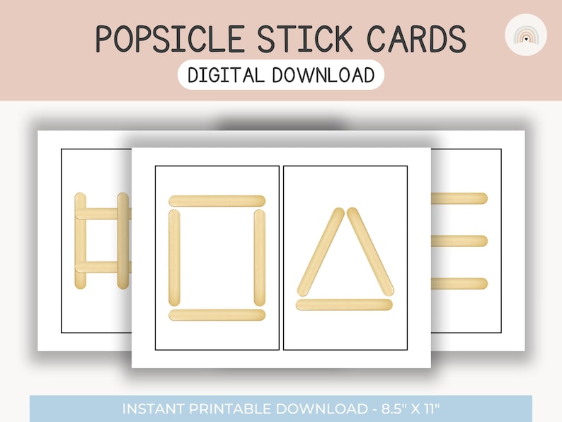 Popsicle Stick Shape Cards: Preschool Learning (digital Download) - Etsy