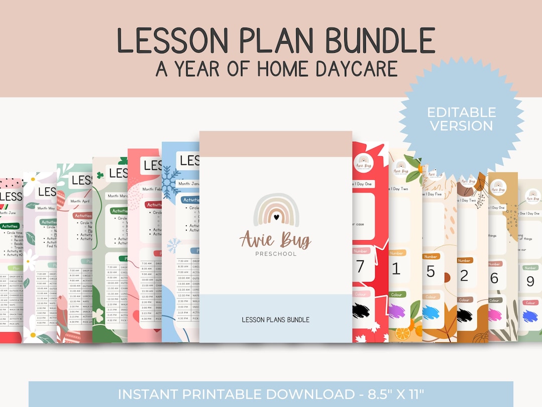 Editable Daycare Lesson Plans: 12 Month Preschool Curriculum (digital ...