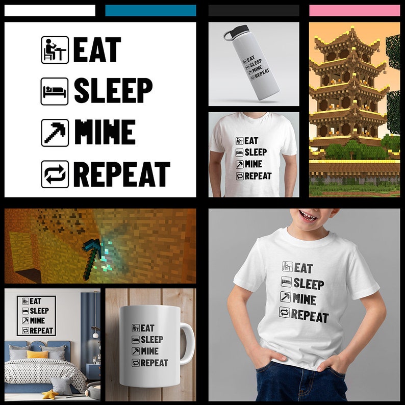Crafting Game SVG Craft SVG Eat Sleep Mine Repeat SVG - Etsy