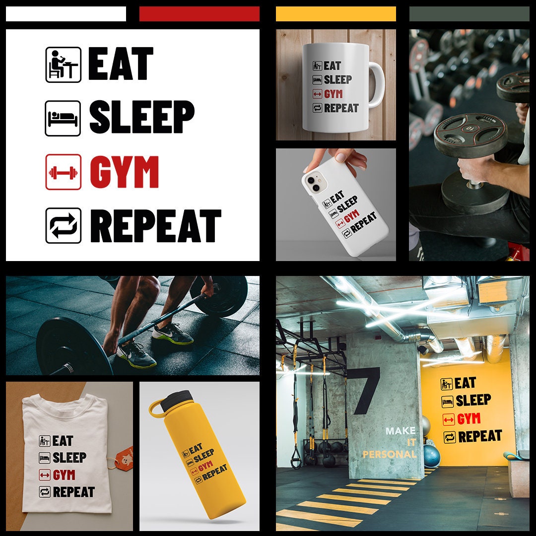 Gym SVG - Fitness SVG - Eat Sleep Gym Repeat SVG - Gym Svg - Digital ...