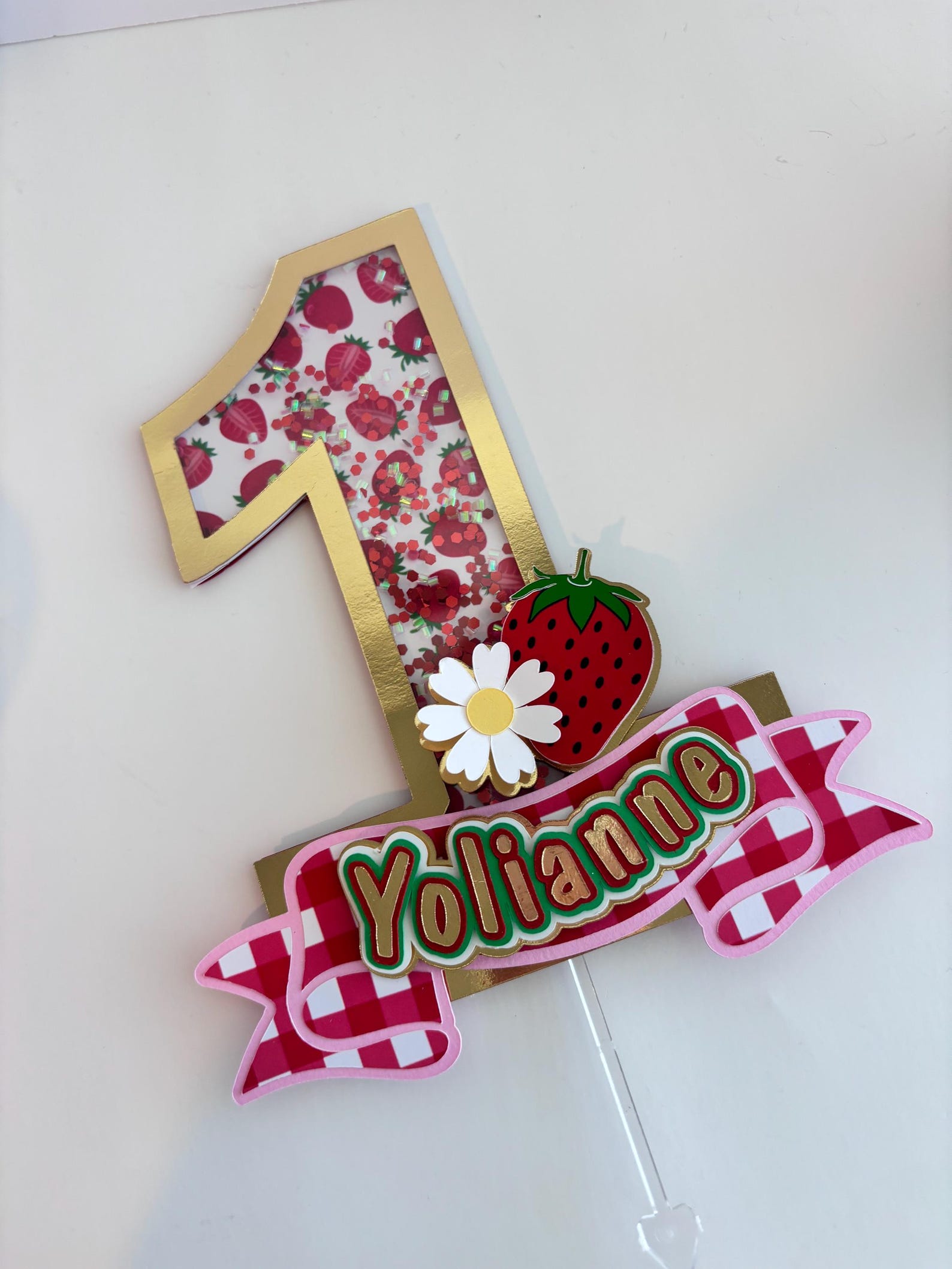 Cake Topper Shaker Number 1 Strawberry - Etsy