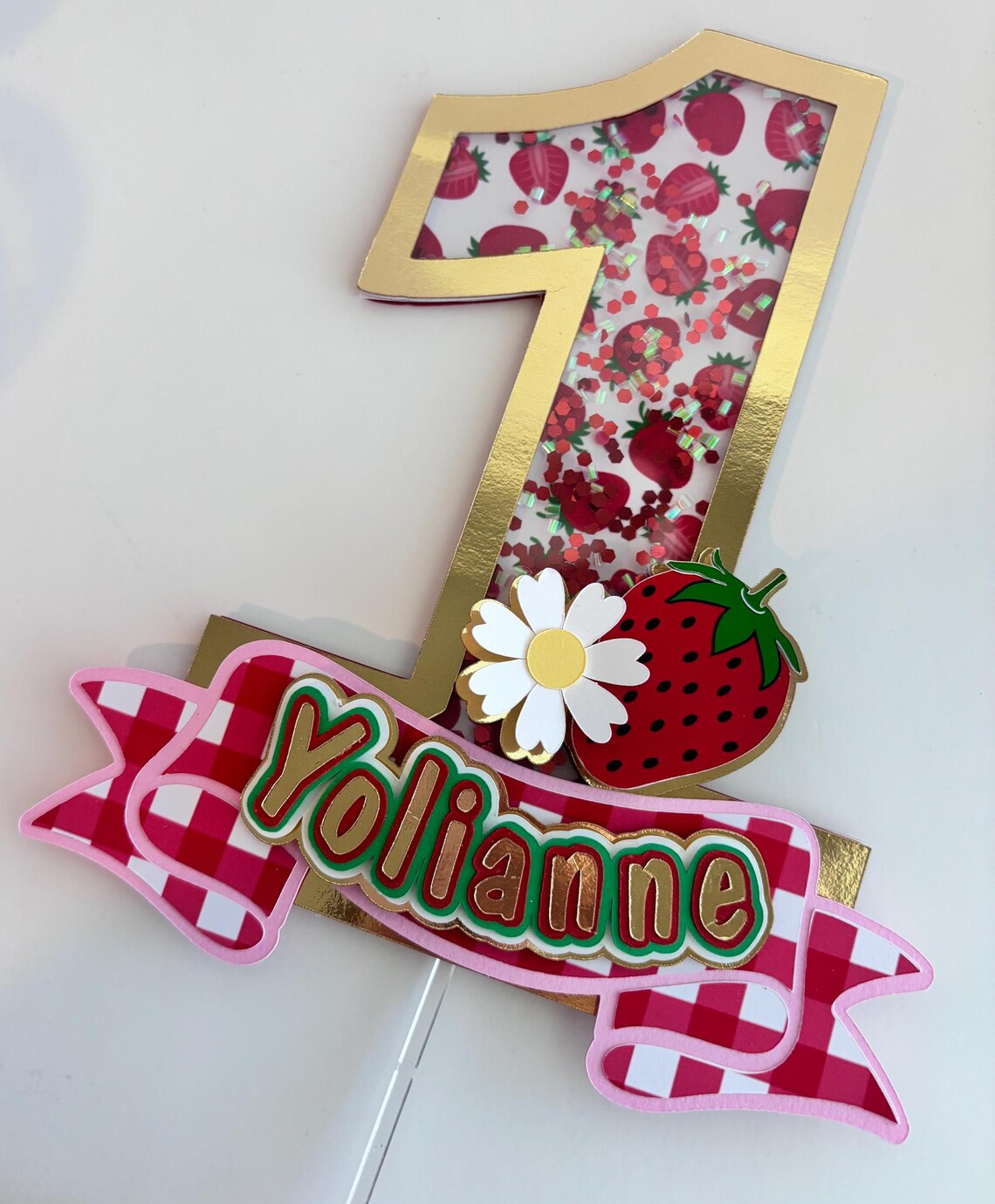 Cake Topper Shaker Number 1 Strawberry - Etsy