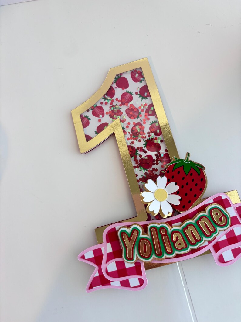 Cake Topper Shaker Number 1 Strawberry - Etsy