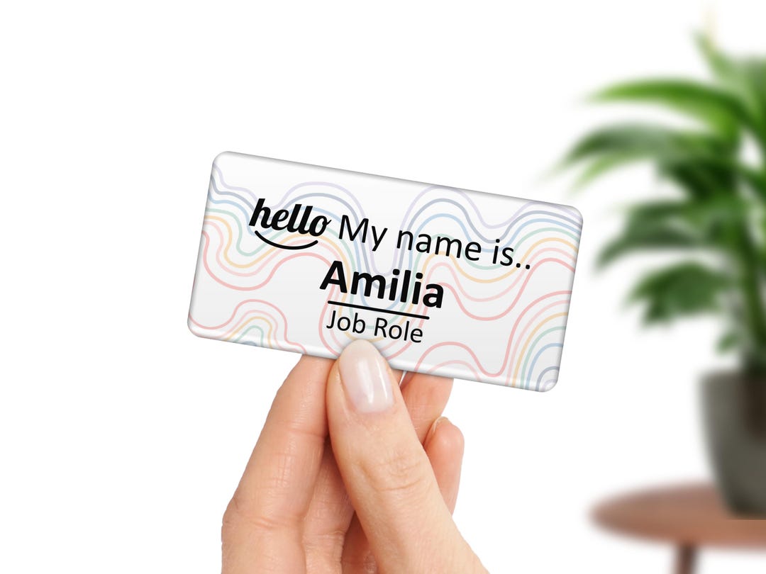 Personalized 'hello My Name Is' Fun Colorful Rainbow Name Badge Custom ...
