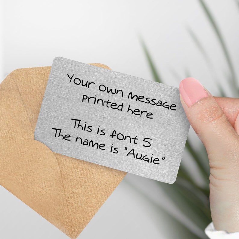 Personalised Metal Wallet Card - Add Any Text Custom Card - Keepsake ...