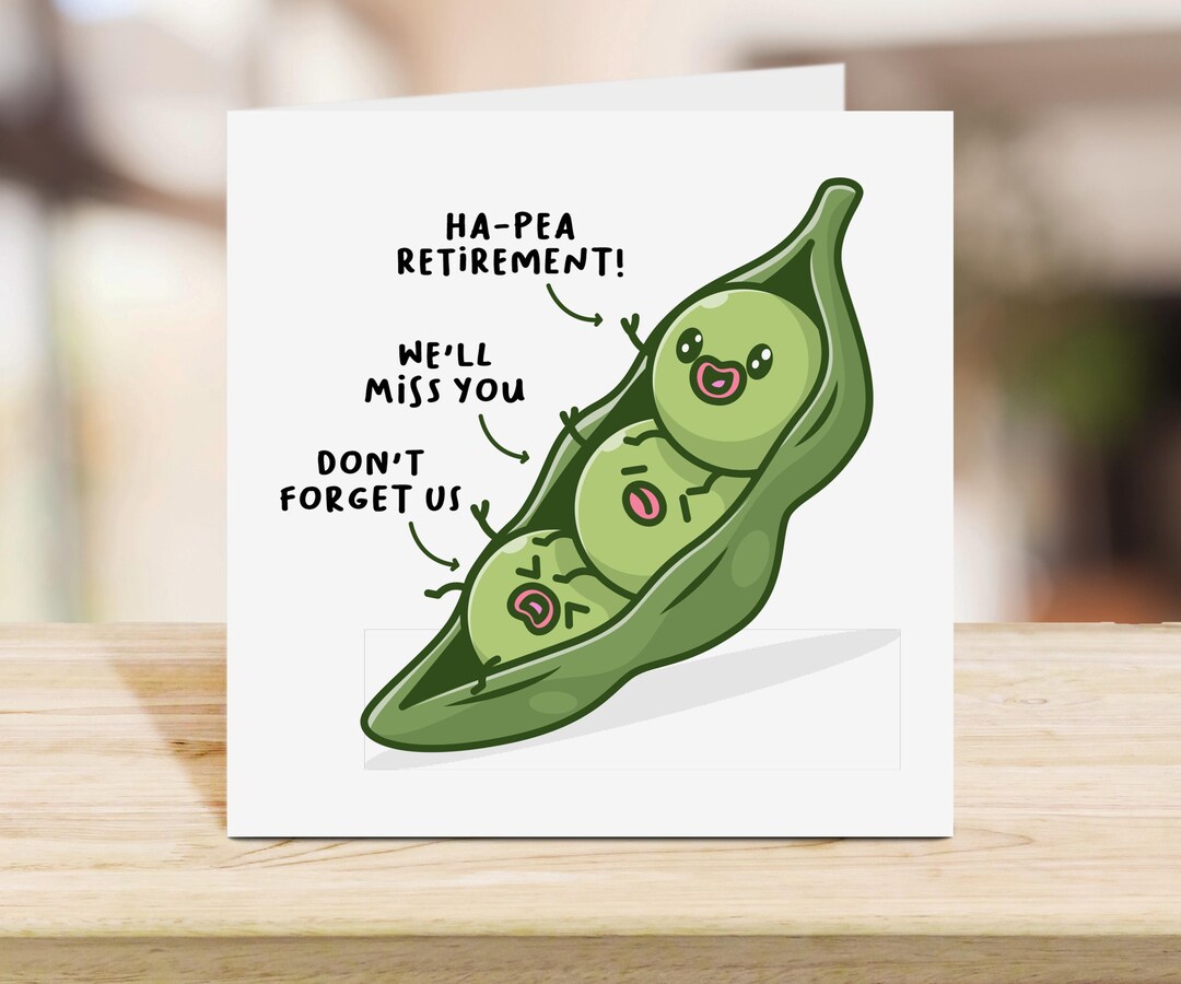 Funny Retirement Greeting Card – Ha-pea Retirement Card Cute Pun Card ...