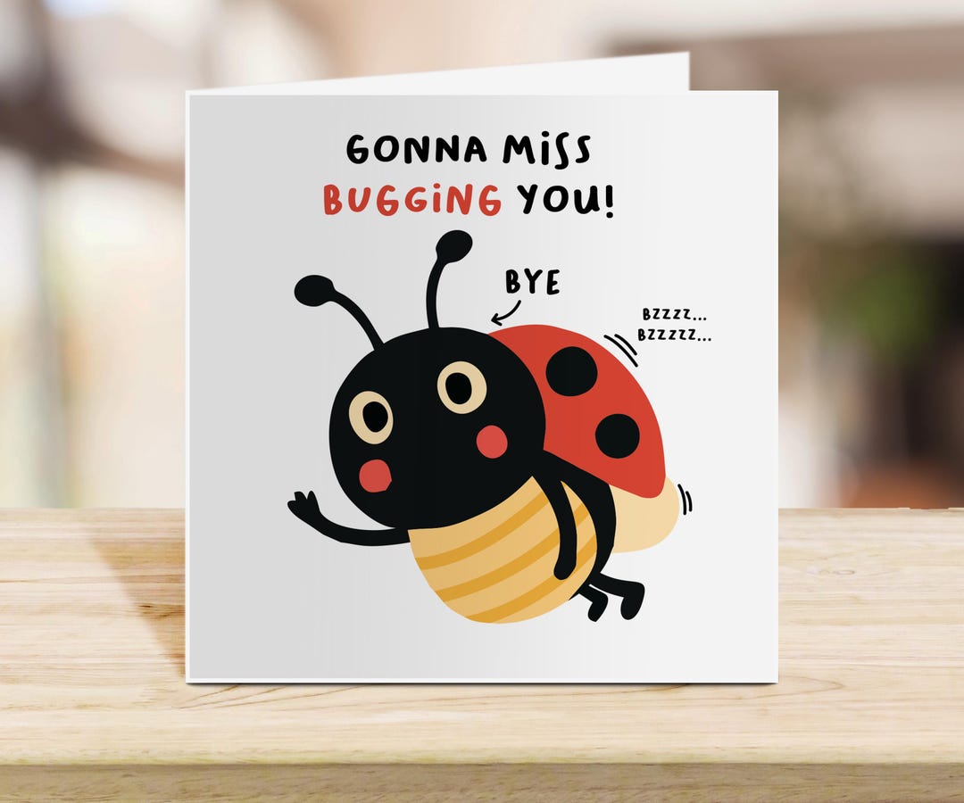 Funny Farewell Greeting Card – Funny Goodbye Card, Cute Ladybug Leaving ...