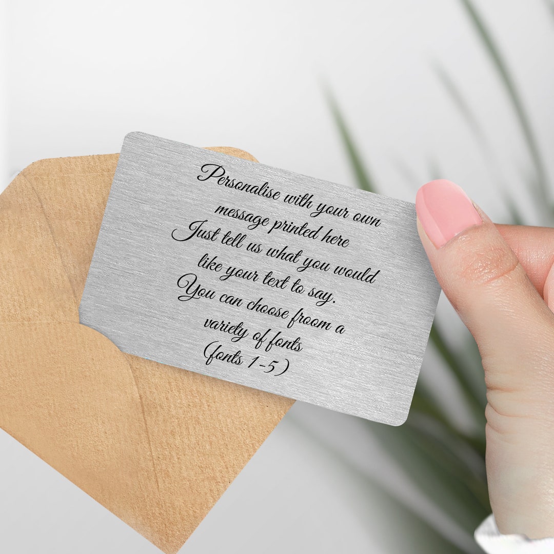 Personalised Metal Wallet Card - Add Any Text Custom Card - Keepsake ...