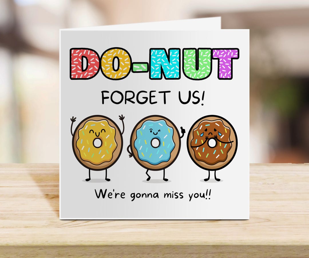 Funny Donut Goodbye Card – Cute Farewell Pun Card – “donut Forget Me ...